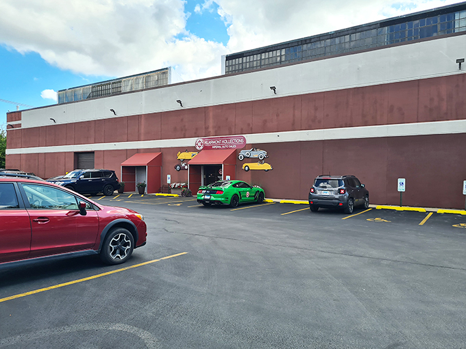 Unassuming on the outside, but inside? A gearhead's dream come true! This automotive wonderland is like Willy Wonka's factory for car lovers.