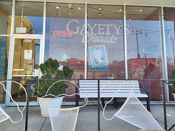 Step into a time machine disguised as an ice cream parlor! Gayety's facade promises sweet nostalgia and modern indulgence in equal measure. 