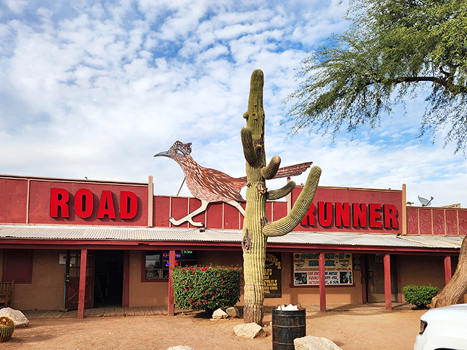 Beep beep! This roadrunner's not running away &ndash; it's inviting you in for a taste of the Wild West. Talk about a warm welcome!