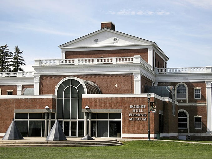 A stately red-brick edifice that screams "I've got culture, and I'm not afraid to use it!" The Fleming Museum stands proud, ready to dazzle art lovers and history buffs alike.
