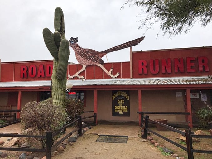 Beep beep! This roadrunner's not running away &ndash; it's inviting you in for a taste of the Wild West. Talk about a warm welcome!