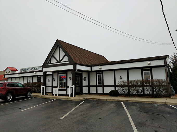 A Tudor-style time machine! Step into Fleckenstein's Bakery, where the exterior promises old-world charm and the interior delivers sweet, sugary bliss.
