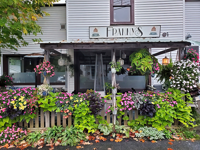 Franny's Bistro: Where flowers bloom and appetites blossom! This charming exterior is like a garden party invitation you can't refuse.