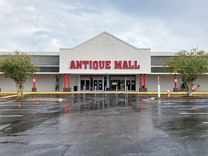 "Antique Mall" in big red letters? It's like they're daring you not to find a treasure! Step into this time-traveling emporium where every visit is a new adventure.