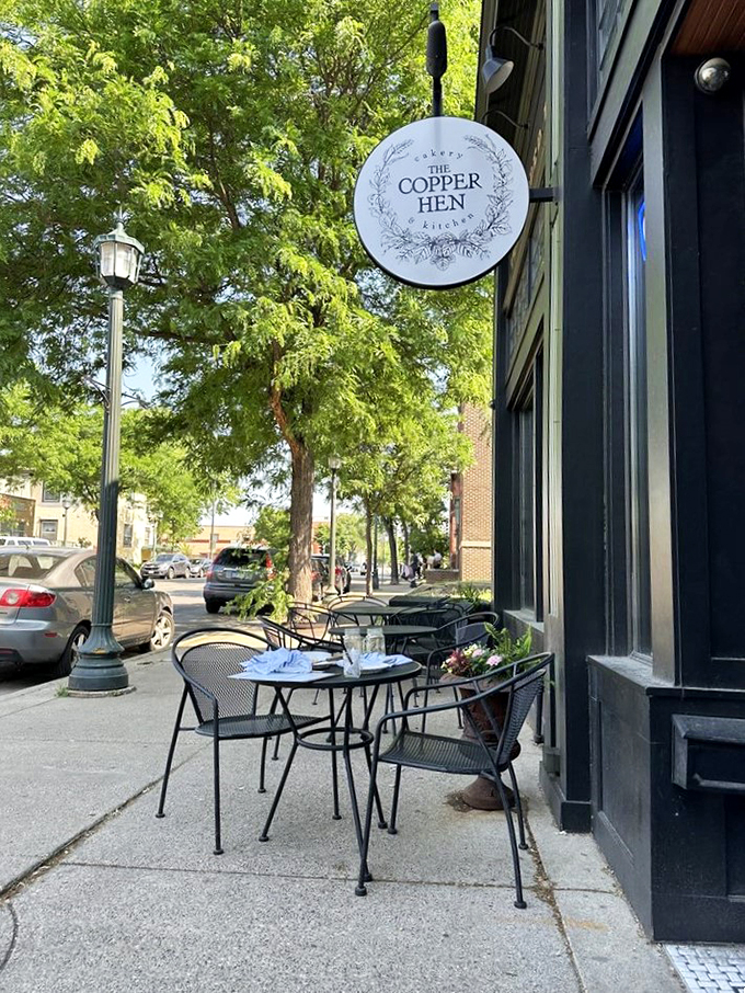 The Copper Hen: Where farm-to-table dreams come true. This sleek exterior promises a culinary adventure that's equal parts rustic charm and urban sophistication.