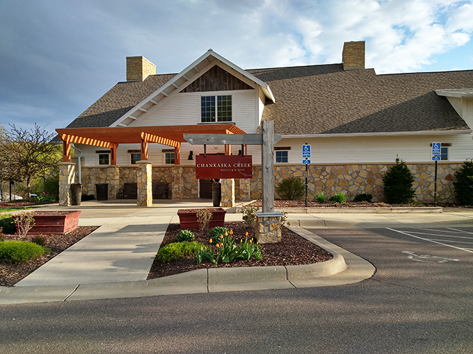 Welcome to wine country, Minnesota-style! Chankaska Creek's charming exterior is like a cozy sweater for your soul – inviting, warm, and oh-so-Midwestern.