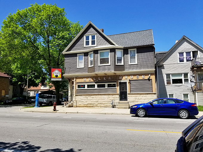 Step right up to the time machine! Holler House's exterior promises a journey back to Milwaukee's golden age of bowling and brews.