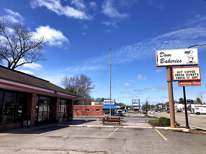 A humble facade hides a world of sugary delights. Dom Bakeries proves you can't judge a donut by its cover!