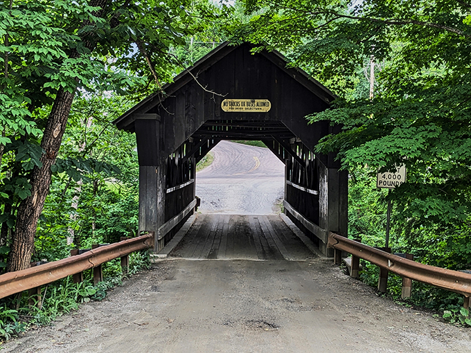 Step into a time machine, Vermont-style! This charming covered bridge is like a wooden DeLorean, minus the flux capacitor and plus a whole lot of rustic charm.