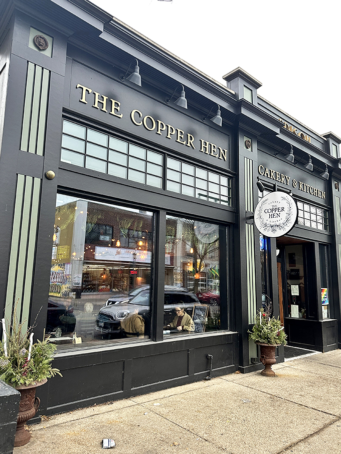 The Copper Hen: Where farm-to-table dreams come true. This sleek exterior promises a culinary adventure that's equal parts rustic charm and urban sophistication.