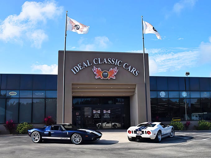 Welcome to car heaven! Ideal Classic Cars' exterior promises a journey through automotive history that'll rev up your nostalgia engines.