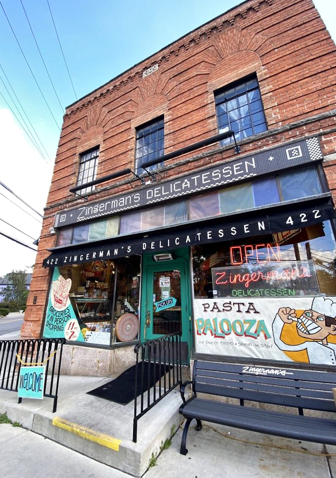 A brick-and-mortar time machine! Zingerman's iconic facade promises a journey through deli delights that'll make your taste buds dance with joy.