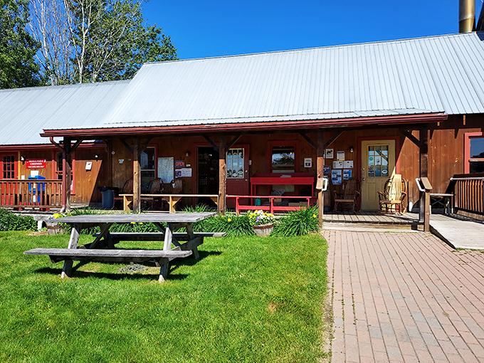 Welcome to maple heaven! Bragg Farm's charming red barn beckons like a siren song to syrup lovers everywhere.