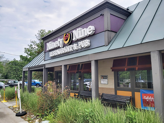 Welcome to flavor town! The Ninety Nine's exterior promises a feast for the senses, with a dash of Vermont charm on the side.