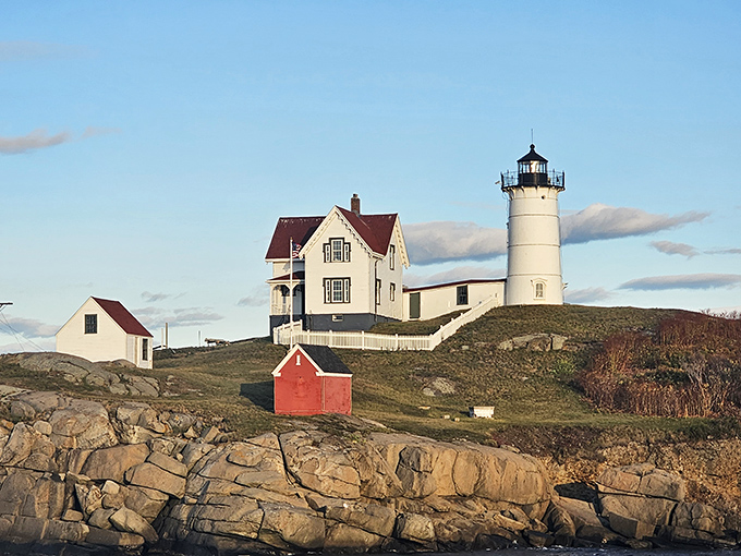 A postcard come to life! Nubble Light stands proud on its rocky perch, like Maine's very own maritime supermodel striking a pose for eternity.