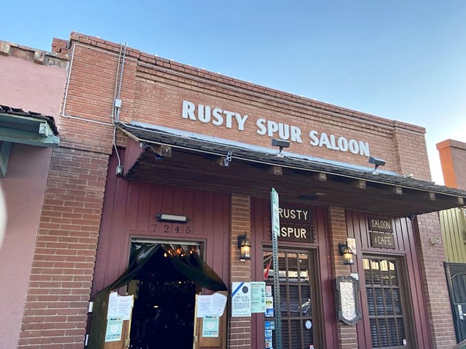 Step right up to the Rusty Spur Saloon, where the Old West isn't just alive&mdash;it's serving drinks! This brick facade promises more stories than a cowboy's campfire.