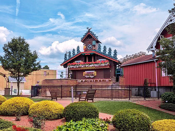 "Honey, I blew up the cuckoo clock!" This Swiss chalet on steroids is Sugarcreek's claim to fame, proving that sometimes, bigger really is better.