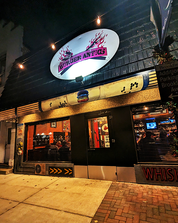 Welcome to burger paradise! This cosmic facade promises a flavor adventure that's out of this world.