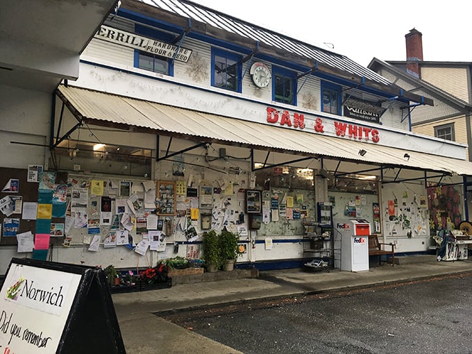 Welcome to Dan & Whit's, where the bulletin board out front is more crowded than a New York subway at rush hour. This isn't just a store; it's a community hub with a side of everything you never knew you needed.