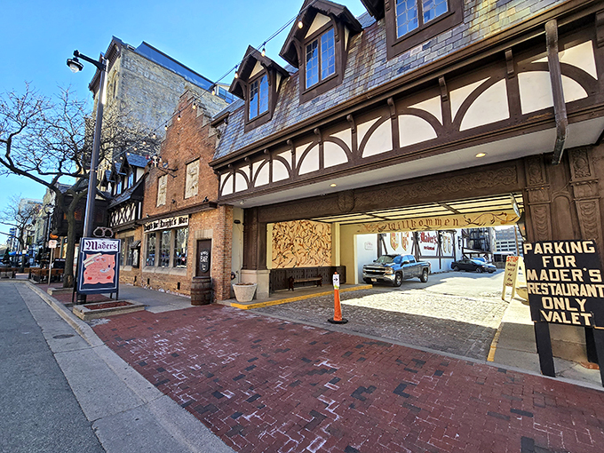 A time-traveling tavern? Nope, just Mader's Restaurant, where Old World charm meets Milwaukee's bustling streets. Step inside for a taste of Germany, no passport required!
