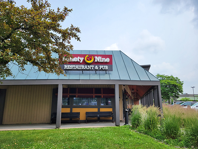 Welcome to flavor town! The Ninety Nine's exterior promises a feast for the senses, with a dash of Vermont charm on the side.