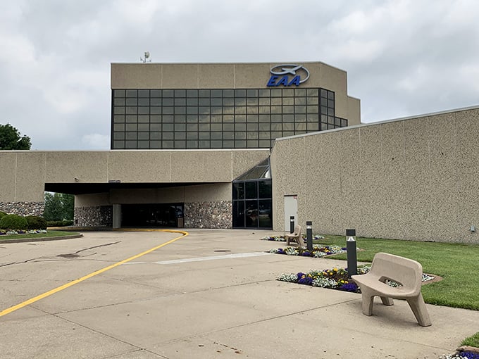 Welcome to aviation heaven! The EAA Aviation Museum's exterior promises a journey through the skies, no boarding pass required.
