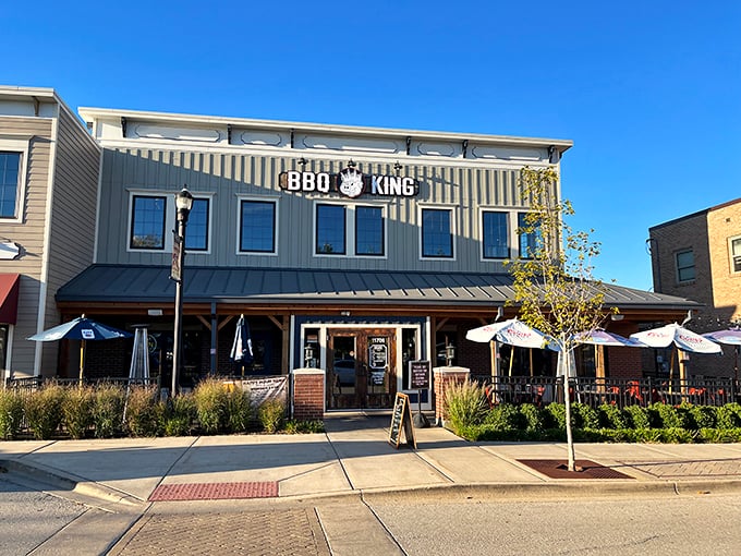 Welcome to BBQ royalty! This unassuming exterior houses a smoky kingdom where flavor reigns supreme and napkins are your loyal subjects.