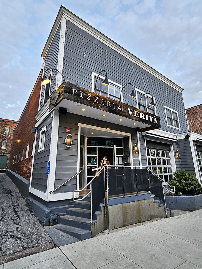 Welcome to pizza paradise! Pizzeria Verit&agrave;'s unassuming exterior belies the culinary magic happening inside. It's like finding a secret portal to Naples right in Burlington.