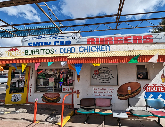 Welcome to flavor town, population: you! Delgadillo's Snow Cap serves up a heaping helping of nostalgia with a side of chuckles. It's like stepping into a 1950s sitcom, but with better burgers.