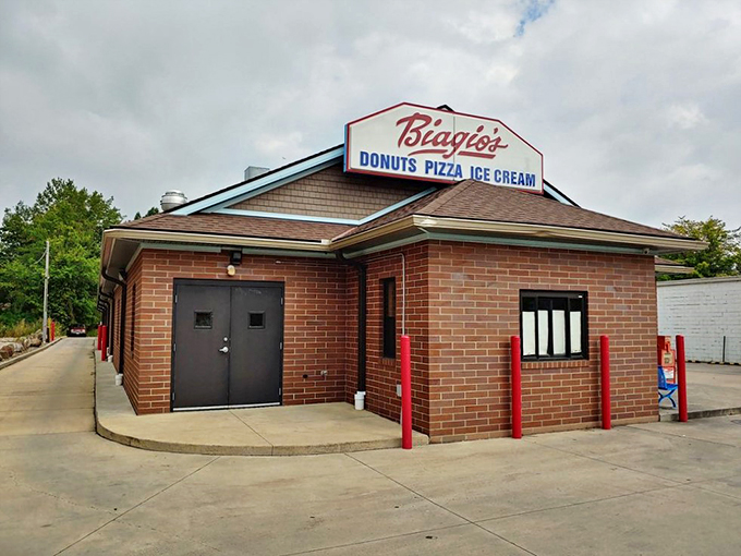 Brick by delicious brick: Biagio's stands as a temple to the holy trinity of comfort food &ndash; donuts, pizza, and ice cream.