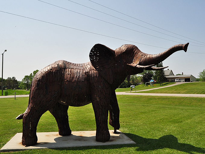 Trumpeting its way into your heart, this colossal elephant sculpture proves that in Vining, even the art has a jumbo-sized sense of humor.