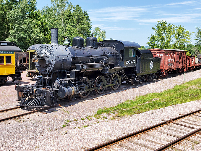 All aboard the nostalgia express! This iron horse looks ready to gallop through time, whisking passengers back to the golden age of rail travel.