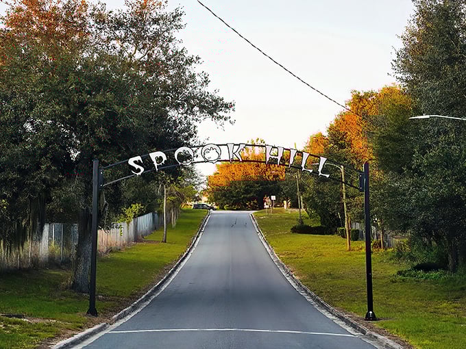 As the sun sets, Spook Hill's eerie glow beckons road warriors to test their mettle against mysterious forces.