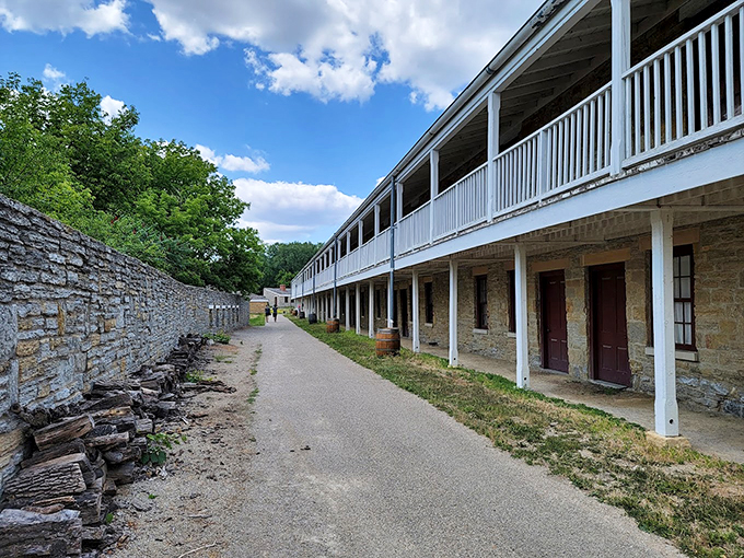 The original Fort Snelling dormitory experience. No mini-fridges or Wi-Fi here, folks – just good old-fashioned military-grade accommodations with a side of history.