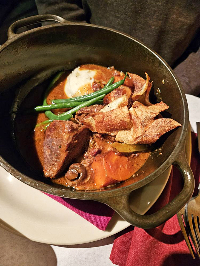 Beef Bourguignon: The French grandmother you never had just made you dinner. Prepare for a warm, savory hug.