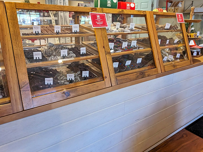 A glass case of emotion&hellip; and chocolate. This display is like a museum exhibit, except you're encouraged to touch (and taste) the art.