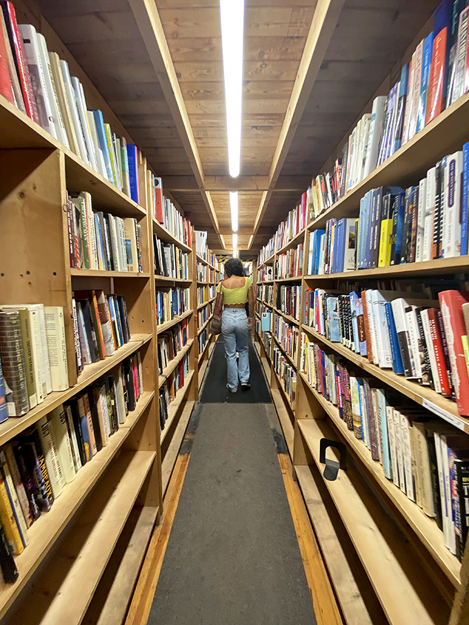 On the hunt for literary gold! Myopic's well-stocked shelves are a playground for book lovers of all tastes and interests.