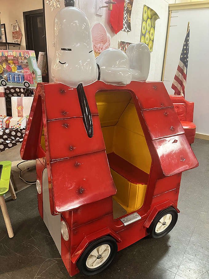 Great Scott! Is that Snoopy's doghouse? This whimsical corner is like a page from a Peanuts comic strip come to life. Charlie Brown would be proud.