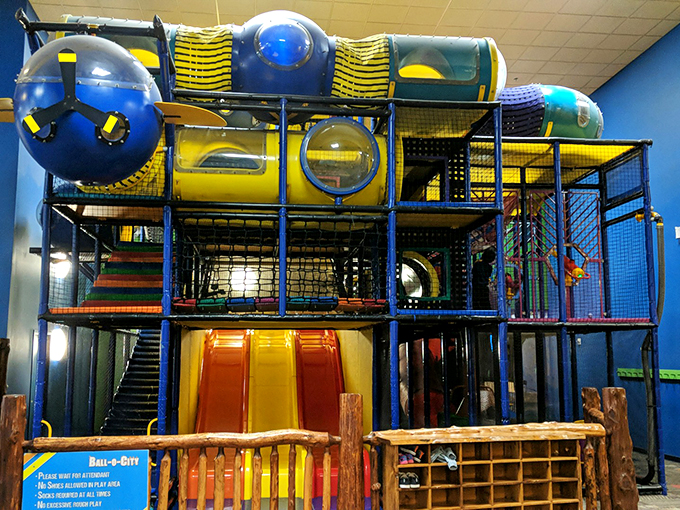 Welcome to Ball-o-City, population: pure joy. This multi-level playground is like a hamster habitat for humans, but way more fun.