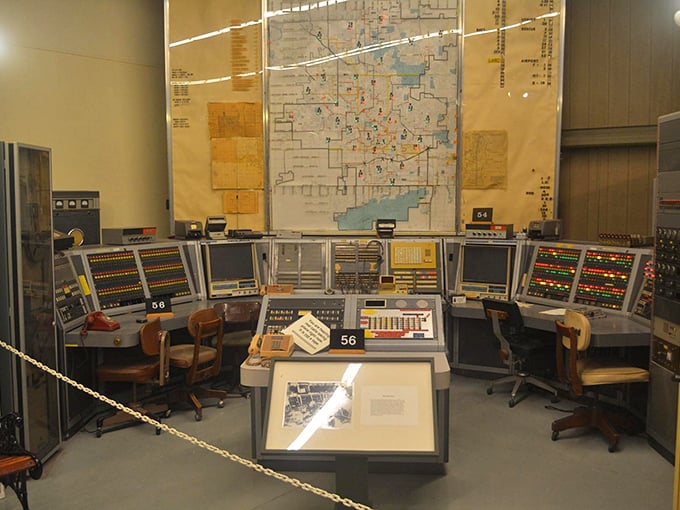 Houston, we have a fire! This vintage control room looks ready to coordinate moon landings or citywide inferno battles.