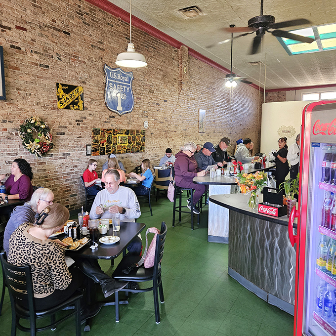 A full house of happy diners. If laughter were currency, this place would be Fort Knox.