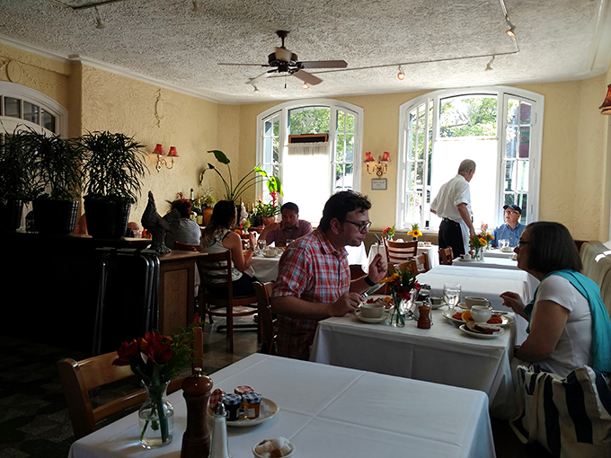 Happy diners, sunny windows, and plates full of promise. It's like a Norman Rockwell painting, but with better food and fewer awkward family moments.