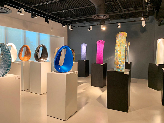 A rainbow you can touch! These glass loops and towers are like portals to other dimensions. Beam me up, Glassy!