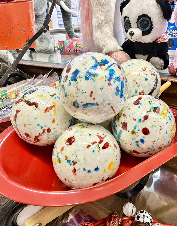 Jawbreakers or edible art? These speckled spheres look like miniature planets from a particularly delicious solar system. Lick at your own risk!