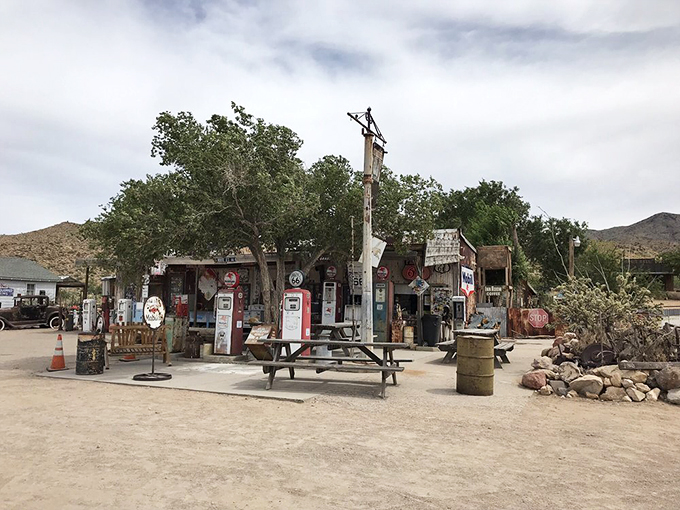 Mobil-ize your senses at this vintage gas pump display! It's like a petrol-powered time machine, transporting you back to when service with a smile meant more than just swiping your card.