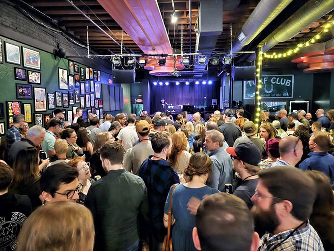 Sardines have nothing on this crowd! A packed house at the Turf Club means you're in for a night of shoulder-to-shoulder excitement and shared musical bliss.