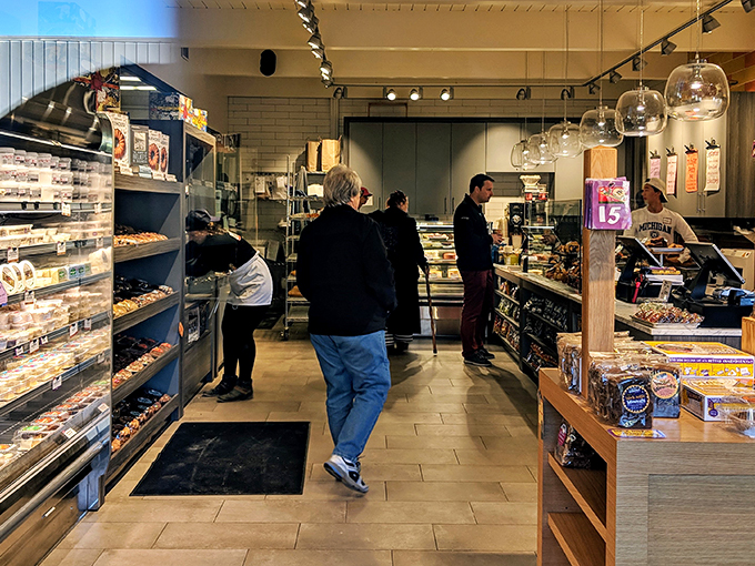 Decisions, decisions! Shoppers ponder life's most important question: which delectable treat to take home today?