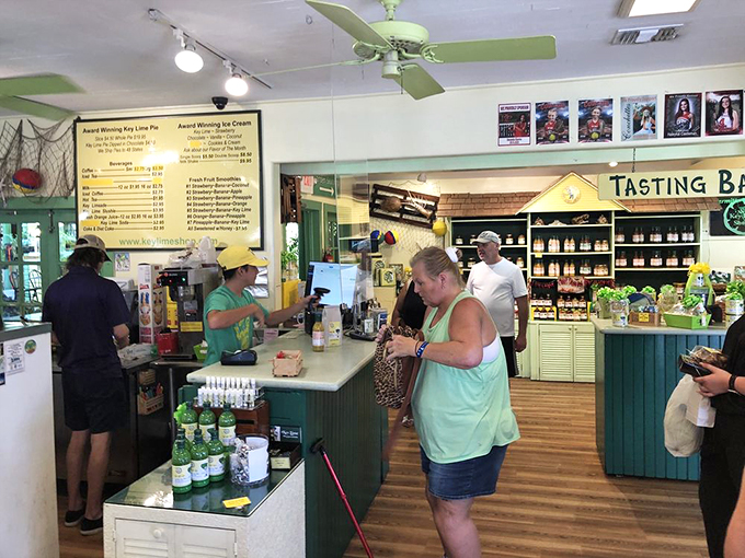 Welcome to key lime nirvana! These happy shoppers are living their best lime lives, surrounded by a citrus lover's dream.