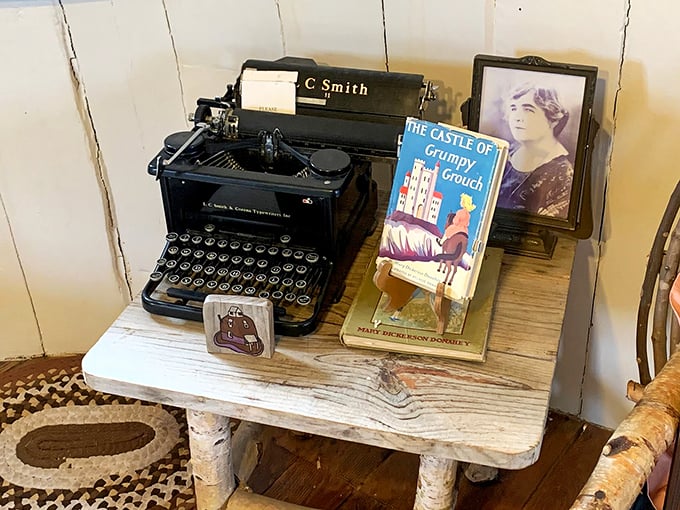 A typewriter, a vintage book, and a sepia photo - it's like Instagram filters came to life in this charming vignette.