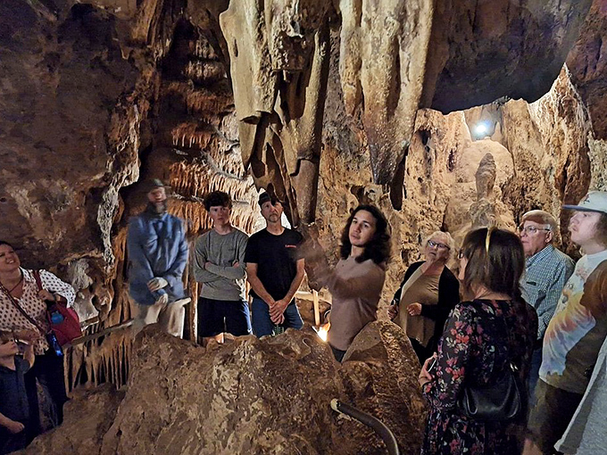 Gather 'round, cave dwellers! It's story time in nature's most impressive lecture hall.